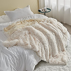 GONAAP Faux Fur Throw Blanket Super Soft Cozy Plush Fuzzy Shaggy Blanket for Couch Sofa Bed (Ivory, Throw(50"x60"))