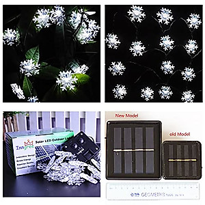 Inngree Solar Christmas String Lights Outdoor Waterproof 30 LED 20Feet Solar Snowflake Christmas Fairy Lights Decorations with 8 Lighting Modes for Garden Patio Yard Porch Wedding Party Decor(White)