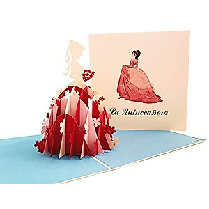iGifts And Cards Happy La Quinceañera 3D Pop Up Greeting Card - 15th Birthday, Grace, Pink Party, Feliz Quince, Gift, Rose, Unique Special Dance, Congratulations, Fancy Dress, Celebration, Birthday