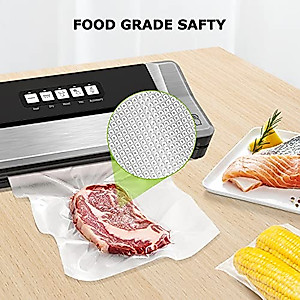 Bonsenkitchen Dry/Moist Vacuum Sealer Machine with 5-in-1 Easy Options for Sous Vide and Food Storage, Air Sealer Machine with 5 Vacuum Seal Bags & 1 Air Suction Hose, Silver