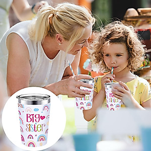 Niduilef Big Sister Gift 12 oz Pink Big Sister Vacuum Insulated Stainless Steel Tumbler for Sister Announcement Big Sister