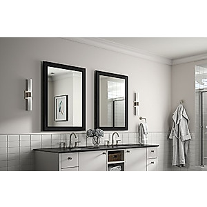 Delta Wall Mount 21 in. x 28 in. Small S1) Rectangular Framed Float Mounting Bathroom Mirror in Matte Black with Standard Glass