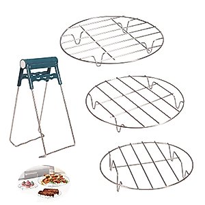 Round Cooling Rack - 3 Pack Steamer Racks Set - Stainless Steel Circle Roasting Rack, 3 Pcs (8" & 9" & 10") Steaming Cake Pot Rack with Hot Dish Plate Clip for Baking Cooking Grilling Wire Rack