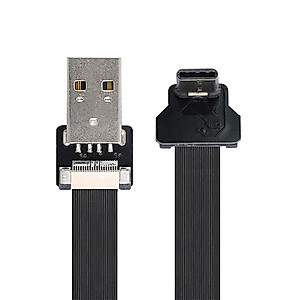 xiwai 0.5M Up Down Angled USB 2.0 Type-A Male to USB-C Type-C Male Data Flat Slim FPC Cable for FPV & Disk & Phone