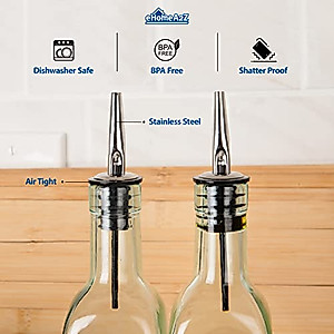 EHOMEA2Z Italian Glass Olive Oil Dispenser Bottle - 16 Oz, Clear Oil and Vinegar Cruet with Stainless Steel Spout for Kitchen, Slight Green Tint (1, 473ml)