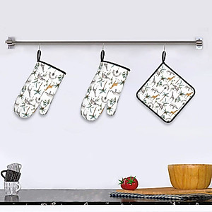 Elephant Giraffe Oven Mitts and Pot Holders Heat Resistant Anti Scald for Kitchen Cooking Baking Grilling Sets of 3