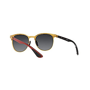 Ray-Ban RB8327M Scuderia Ferrari Collection Round Sunglasses, Black on Matte Gold/Grey Gradient Mirrored Silver, 53 mm