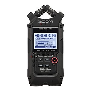 Zoom H4n Pro 4-Track Portable Recorder, All Black, Stereo Microphones, 2 XLR/ ¼“ Combo Inputs, Battery Powered, for Stereo/Multitrack Recording of Music, Audio for Video, and Podcasting