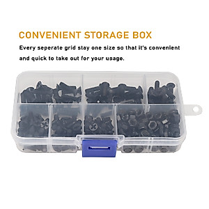 binifiMux M3 Screws Kit, M3 Flat Head Machine Screws, 360pcs (7 Sizes) M3-0.5mm Black Countersunk Flat Head Phillips Machine Screws and Hex Nuts Kit for 3D Printer Robot Project Toys RC Models