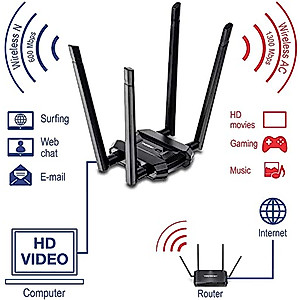 TRENDnet AC1900 High Power Dual Band Wireless USB Adapter, TEW-809UB, Stream 4K HD Video, Windows-Mac OS Compatible, USB 3.0 to USB Type A, Black (Pack of 1)