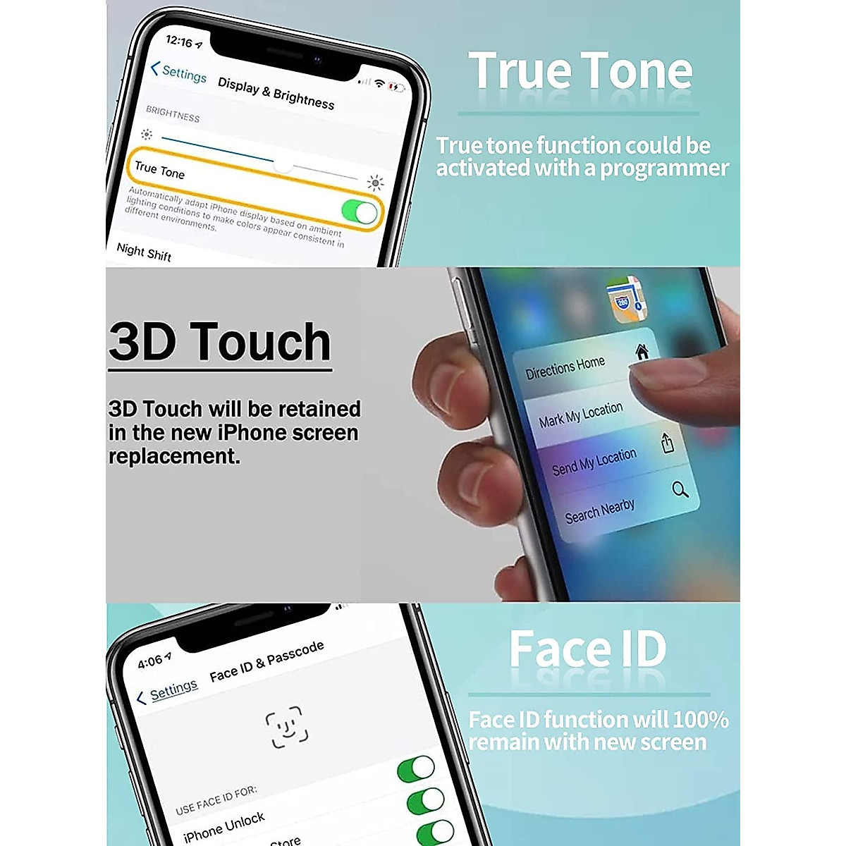 Ayake for iPhone 12 Mini Screen Replacement, 5.4-inch Full Hd LCD Display and Touch Digitizer Assembly with Repair Tool Kits Face ID Remains and True Tone Programmable
