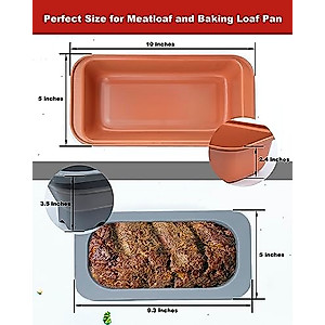 Hitseon Meatloaf Pan with Drain Tray, 2 in 1 Foldable Loaf Pans for Baking Bread, Dishwasher Safe Metallic Nonstick Coating Bread Pan with Silicone Rack for Oven Cooking (Gray)
