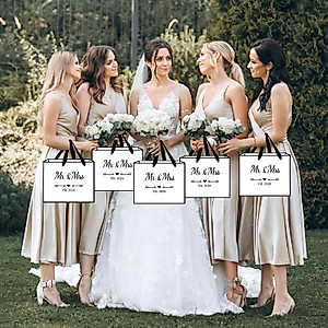 EST 2024 Wedding Gifts Bag Bridal Shower Gift Bags White Black Mr & Mrs Gifts Bag with Tissue Paper and Card Christmas Wedding Gift Wrapping Paper Bag Bridal Anniversary Wedding Shower Gift Bag