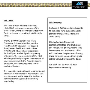 6 Units - 12 Inch - Audioblast HQ-1-BRAID(Tan + Beige) - Flexible - Dual Shielded (100%) - Instrument Effects Pedal Patch Cable w/ ¼ inch (6.35mm) Low-Profile, R/A Pancake TS Plugs & Protective Boot