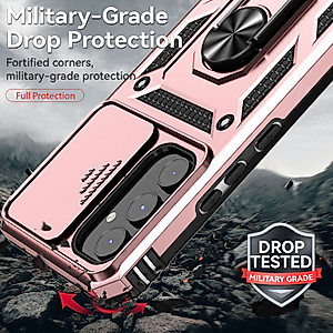 Suyomo for for Samsung Galaxy A54 5G Case with HD Screen Protector [2PCS],Samsung A54 5G Case with Camera Cover + 360 Rotatable Stand Kickstand,Military Grade Heavy Duty Sturdy Case (Rose Gold)