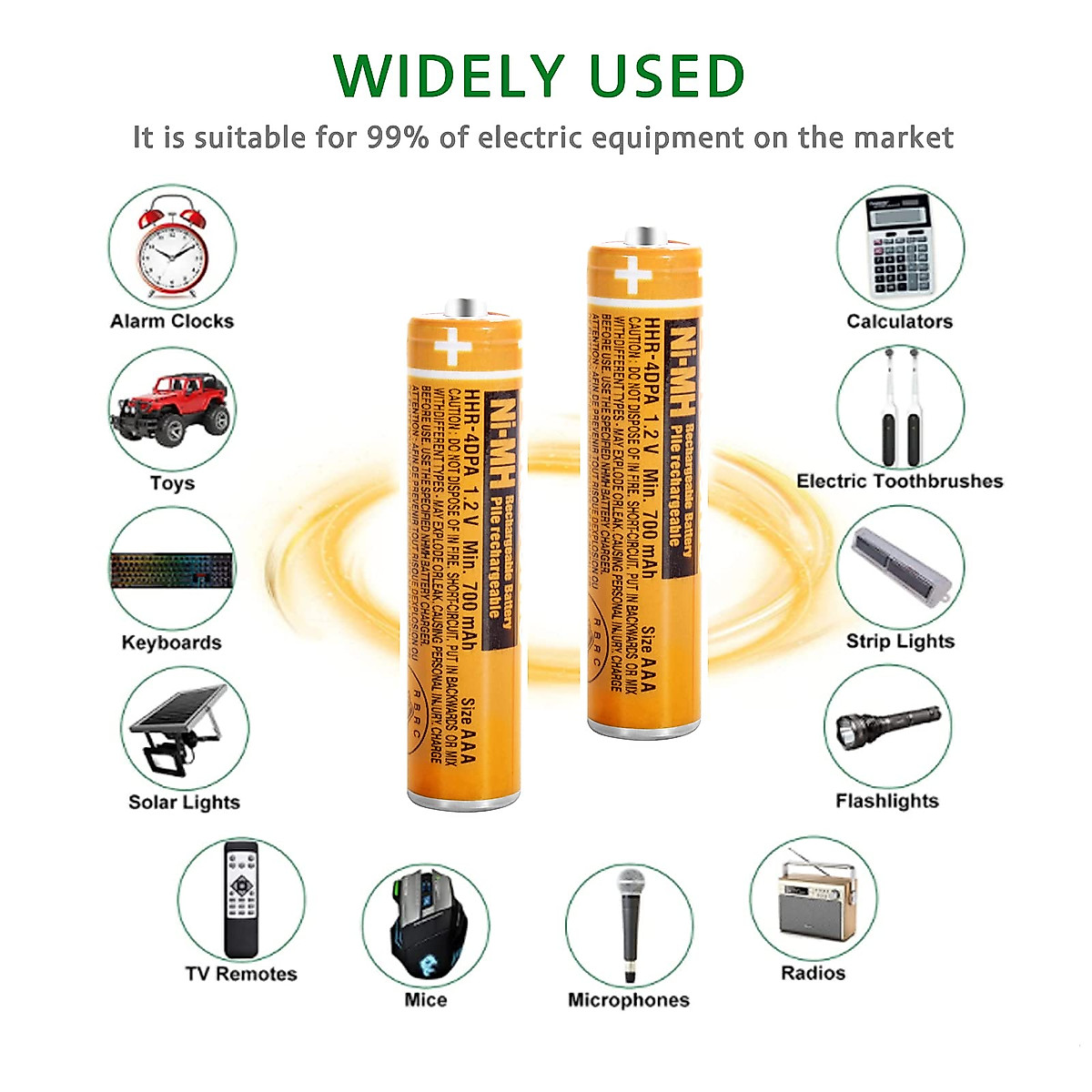 4 Pack HHR-4DPA NI-MH Rechargeable Battery for Panasonic 1.2V 700mAh AAA Battery for Cordless Phones