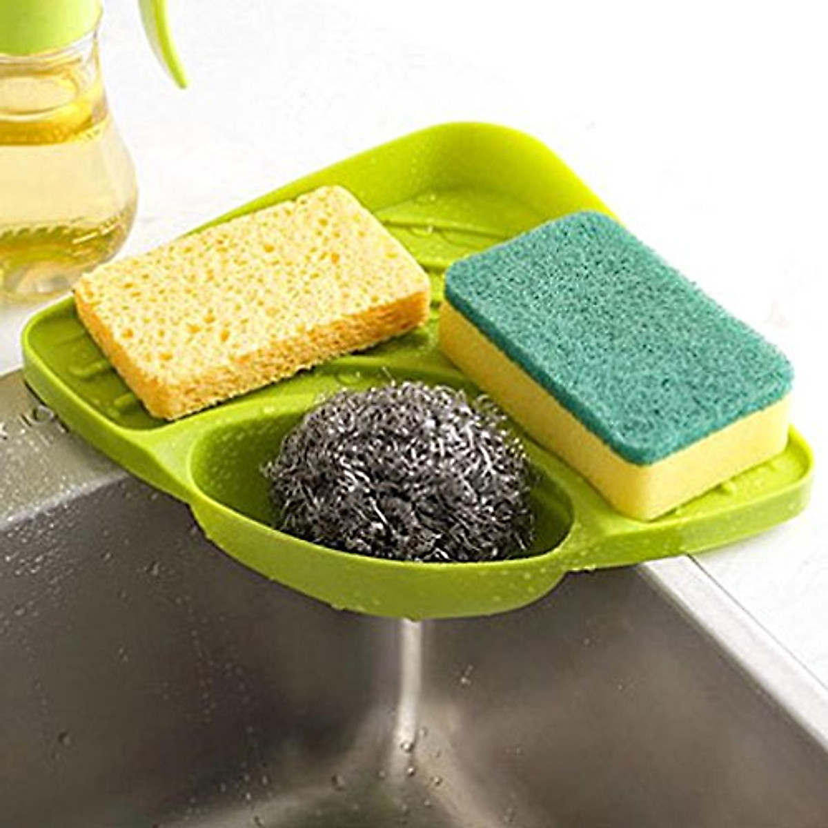 Ninasill Hot ! ღ ღ Sponges Kitchen Sink Corner Shelf Wall Cuisine Dish Rack Drain Boxes (Green)