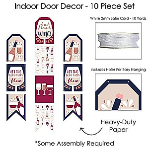 Big Dot of Happiness But First, Wine - Hanging Vertical Paper Door Banners - Wine Tasting Party Wall Decoration Kit - Indoor Door Decor