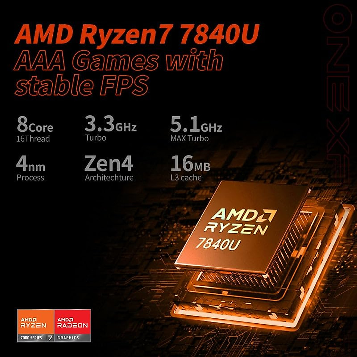 Oushedi ONEXPLAYER 2 Pro AMD R7-7840U PC Game Console Removable Handle 5 in 1 Laptop Tablet 8.4 Inch 2.5K IPS Screen Windows11 Computer (32G+2TB, Ore Black)