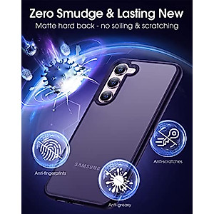 CASEKOO Genuine Official for Samsung Galaxy S23 Plus case (10FT Military Drop Protection) (Zero-Smudge Tech) Translucent Hard Back & Soft Bumper, Protective Slim Thin S23 Plus Case 6.6'' 2023, Purple