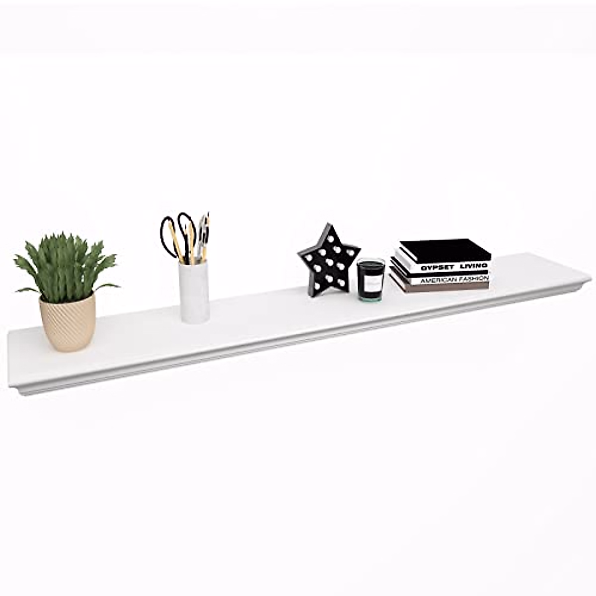 WELLAND 8" Deep Floating Shelves Wall Mounted Shelf (White, 48inch)