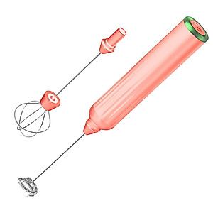 Milk Frother Handheld with 3 Stainless Steel Whisks, Rechargeable Electric Drink Mixer with Stand & Travel Case, Milk Foamer for Coffee, Latte, Cappuccino, Hot Chocolate, Egg,Jam Supplement-Pink