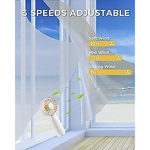 RJVW Portable Handheld Fan Mini Fan, Personal Hand Held Fan, USB Rechargeable Small Portable Fan, 3 Speeds Battery Operated Pocket Mini Fan, Powerful Makeup Eyelash Fan for Travel Beach Outdoor