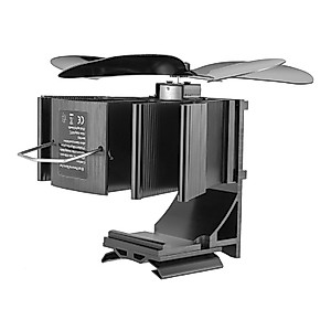 gohantee Heat Powered Stove Fan Hanging on Chimney Fireplace Fan 5 Blades Silent Operation for Wood Log Burner Fireplace Eco Friendly and Efficient Heat Distribution with Stove Thermometer