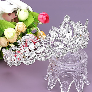 Exacoo Silver Tiara Wedding Tiaras and Crowns for Women Rhinestone Queen Tiara for Women Princess Crown Birthday Tiara Headbands for Wedding Prom Bridal Party Halloween Costume Christmas Gifts