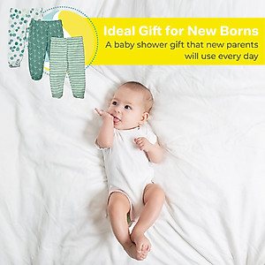 Spasilk 3 Pack Cotton Footed Pants for Baby Boy and Baby Girl — Baby Clothes Unisex — Newborn Baby Pants