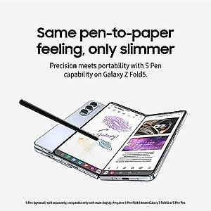 SAMSUNG Galaxy Z Fold 5 Cell Phone, Factory Unlocked Android Smartphone, 256GB, Big 7.6” Screen for Streaming, Gaming, Dual App View, One-Hand Control, Hands-Free Use, US Version, 2023, Icy Blue