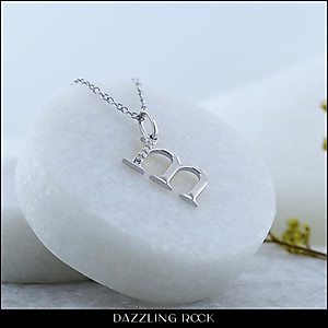 Dazzlingrock Collection 0.05 Carat (ctw) 18K Diamond Lowercase Letter 'm' Initial Pendant, White Gold