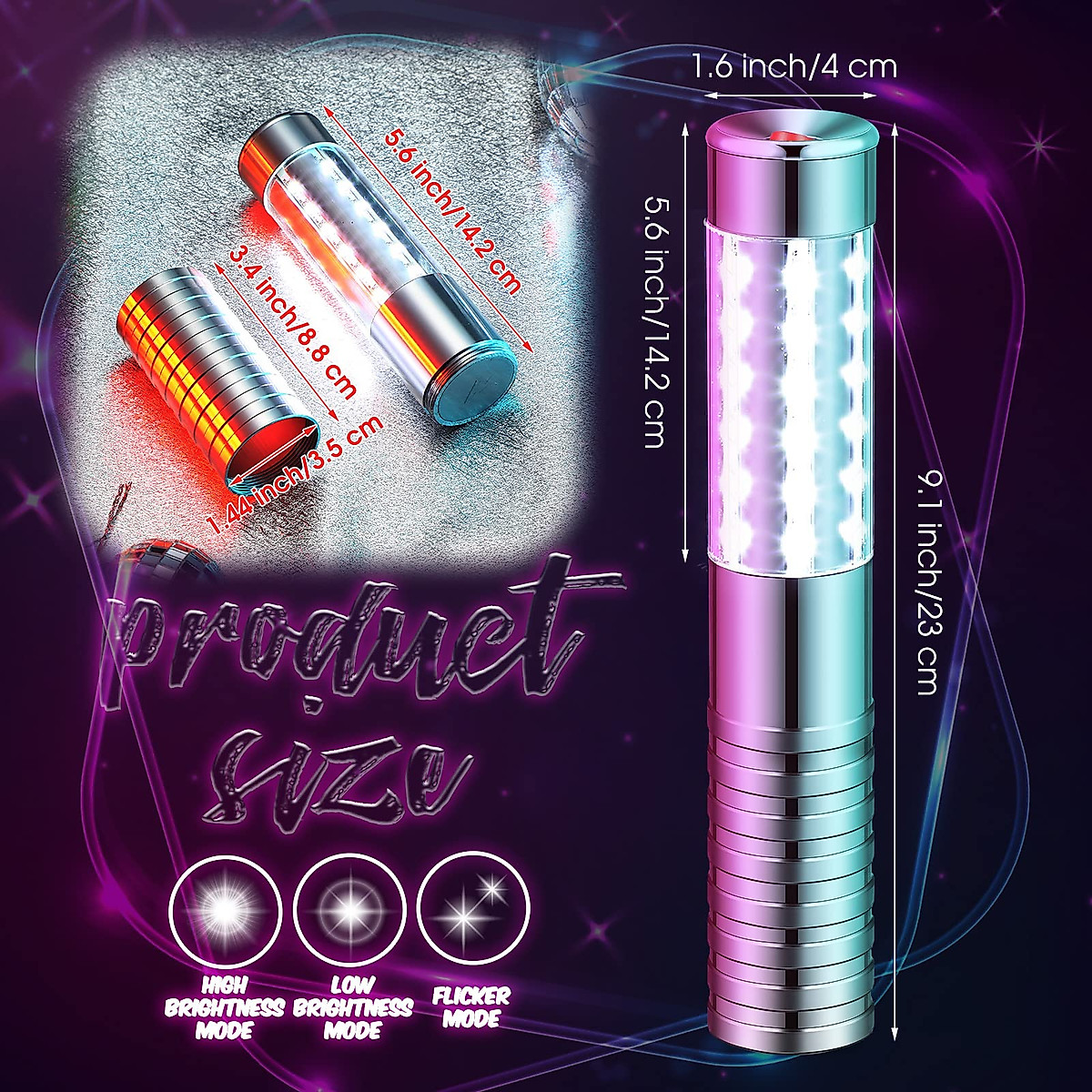 6 Sets LED Strobe Baton Light Bar Rechargeable Led Bottle Service Lights Reusable LED Champagne Bottle Handheld Light Topper for Bar Nightclub Concert Event Outdoor