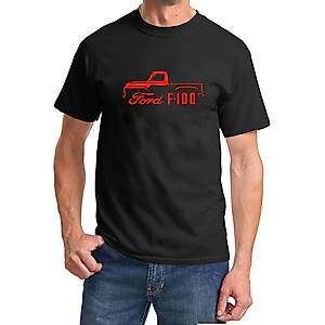1953-56 Ford F100 Classic Color Outline Design Tshirt 2XL red