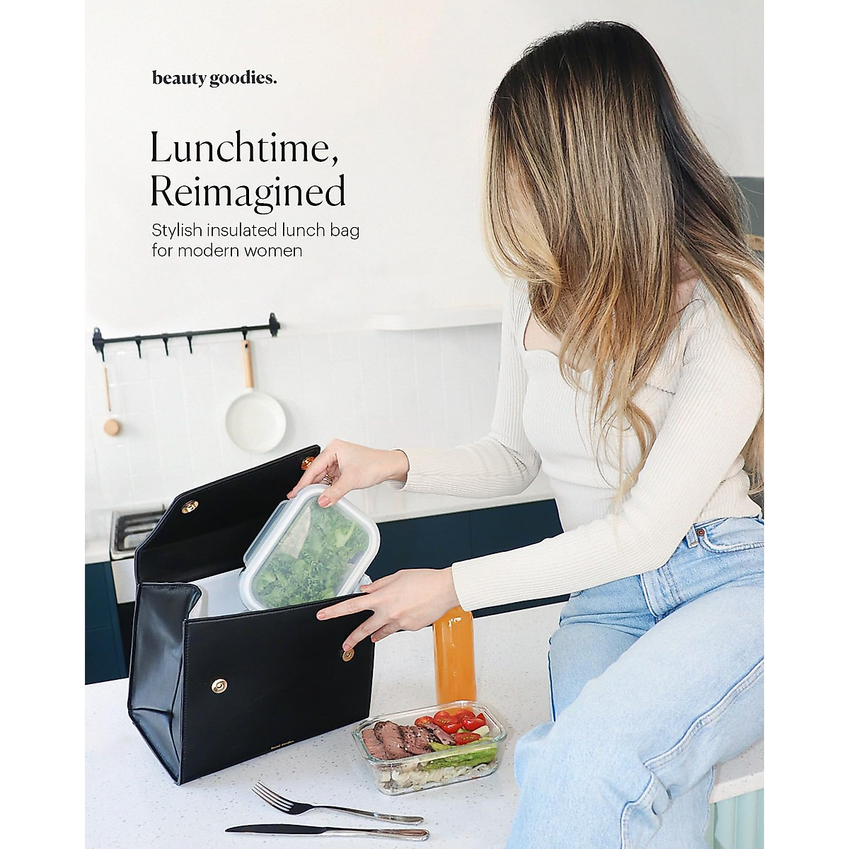 Insulated Lunch Bag Women, Cute Lunch bags for Work, Adult Lunch Tote Lunchbag, Lunch Pail Modern Lunch Bags for Women, Nurse Lunch Bags, Black Designer Lunch bags for Women, Teacher Lunch Bag Fancy