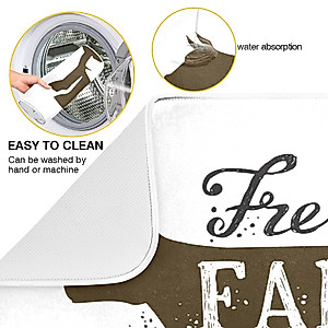 Kcldeci Dish Mat Dish Drying Mat for Kitchen, Kitchen Drying Pad Farmhouse Dish Drainer Rack Farm Cow Rooster Cock Drying Mat 16 X 18 Inch