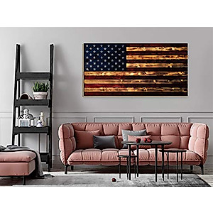 BackYardGamesUSA Premium Wood Wall Art Decor - PATRIOTIC Flags - 24x48 or 12x24, Ready to Hang Home Decor Picture for Living Room (Rustic Wood Flag, 24x48)
