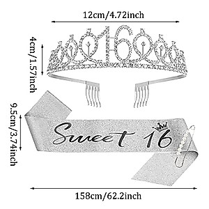 16th Birthday Crown For Birthday Girls Teen Girls Birthday Sash & Set 13 Years Old Birthday Gifts For Teen Girls Rose Gold Crown And Sash 13th Birthday Decorations For Light Backdrops (SL6, One Size)