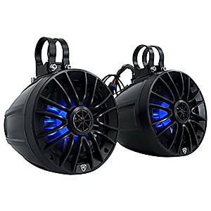 Rockville PT65BR 6.5" Powered Bluetooth LED Tower Speakers for ATV/UTV/RZR/Cart, Black