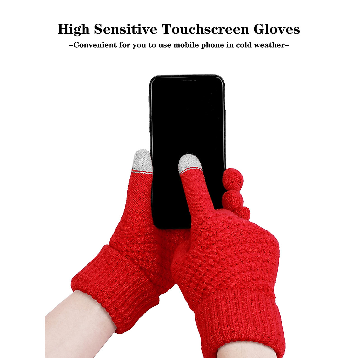 Motarto Winter Warm Set Knitted Beanie, Scarf, Touchscreen Gloves, Warm Cover Cold Weather Gear for Men and Women