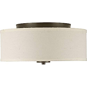 Progress Lighting P3713-20 Inspire Two-Light Flush Mount, Antique Bronze, 5.50x13.00x13.00