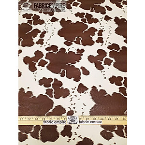 Vinyl Upholstery Embossed Texture Fabric Cow Fake Leather / 54" Wide/Sold by The Yard (Brown on Cream)