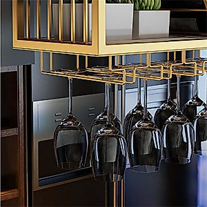 European Style Iron Hanging Wine Glass Rack Wine Rack Ceiling Decoration Shelf Bar Accessories Glassware Rack Holder Glass Display Cabinets 100cm,Gold,120 * 30 * 40