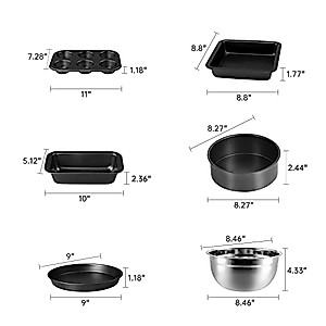 Morfakit Baking Pans Set, 25 PCS Complete Cake Baking Set with Baking Sheets, Cake Pan, Loaf Pan, Muffin Pan, Pizza Pan, Cake Baking Supplies for Beginner Kids Adults, Black