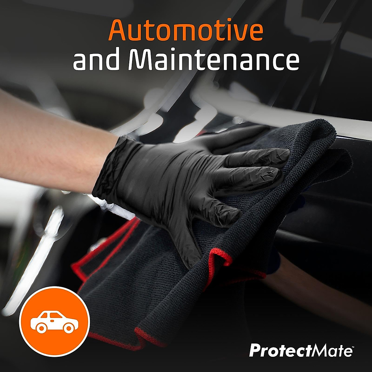 Protectmate 5 Mil Black Nitrile Gloves for Food Prep - Textured Food Prep Gloves - Food Handling Gloves Disposable Latex Free Gloves for Cooking, Catering, Food Service - Medium (Box of 100)