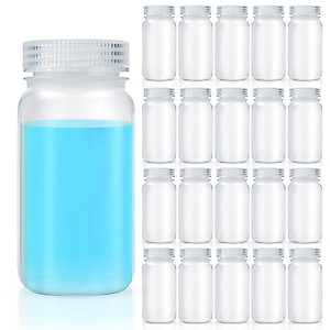 Hoolerry 20 Pcs Sample Bottles 2 Oz/ 60ml Wide Mouth Plastic Bottles Laboratory Grade Polypropylene Reagent Bottles Clear Liquids Storage Bottles with Screw Caps for Lab or storage