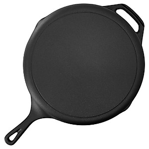 Megachef 13 Piece Pre-Seasoned Cast Iron Skillet Set with Temperd Glass Lids and Silicone Holders