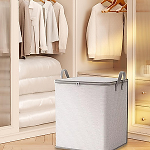 SWEETBIUTI Clothes Hamper Closet Organiser 140L Large Laundry Basket with Zip Cover ＆ Handles Foldable Blanket Organizer Storage Bag for Duvet Quilts Moving House.