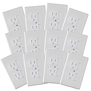 Safety Innovations Self-Closing Babyproof Outlet Covers - (for Center Screw Outlets Only) an Alternative to Wall Socket Plugs for Child Proofing, (12-Pack), (1-Screw), (White) White)