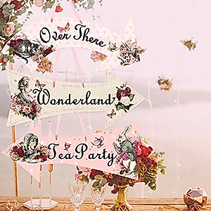 Truly Alice Arrow Hanging Signs Cutouts for Tea Party Decoration 10 Pcs